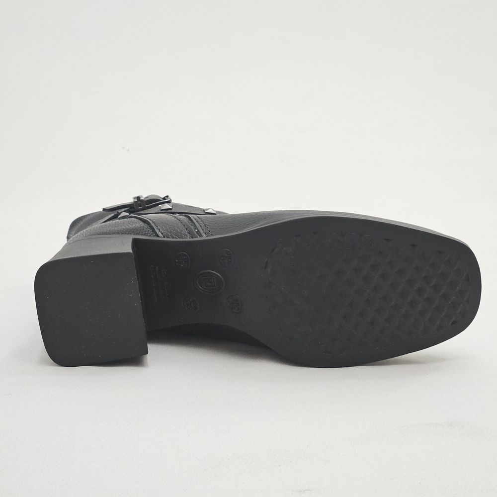 Bota Bottero Em Couro com Salto Bloco - Preto - Vanda Calçados