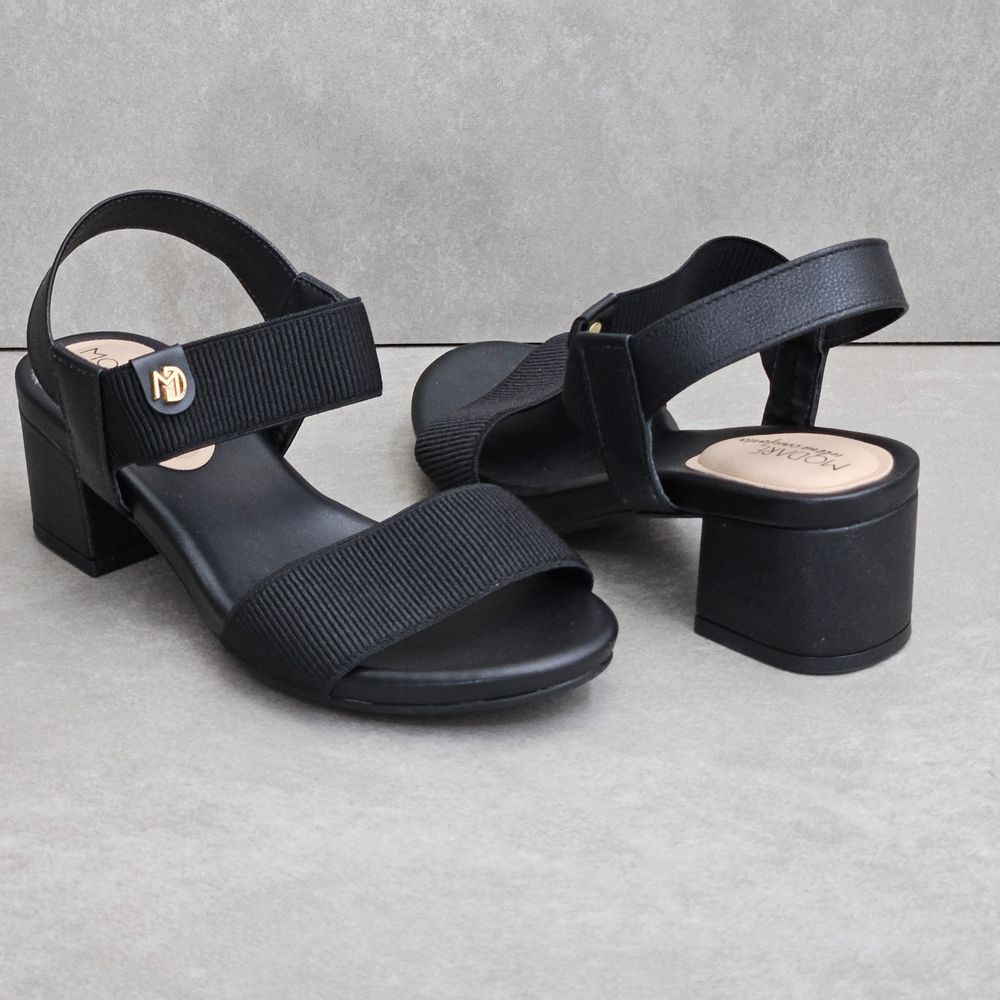 Sandália Feminina Modare Salto Bloco Elástico - Preto - Vanda Calçados