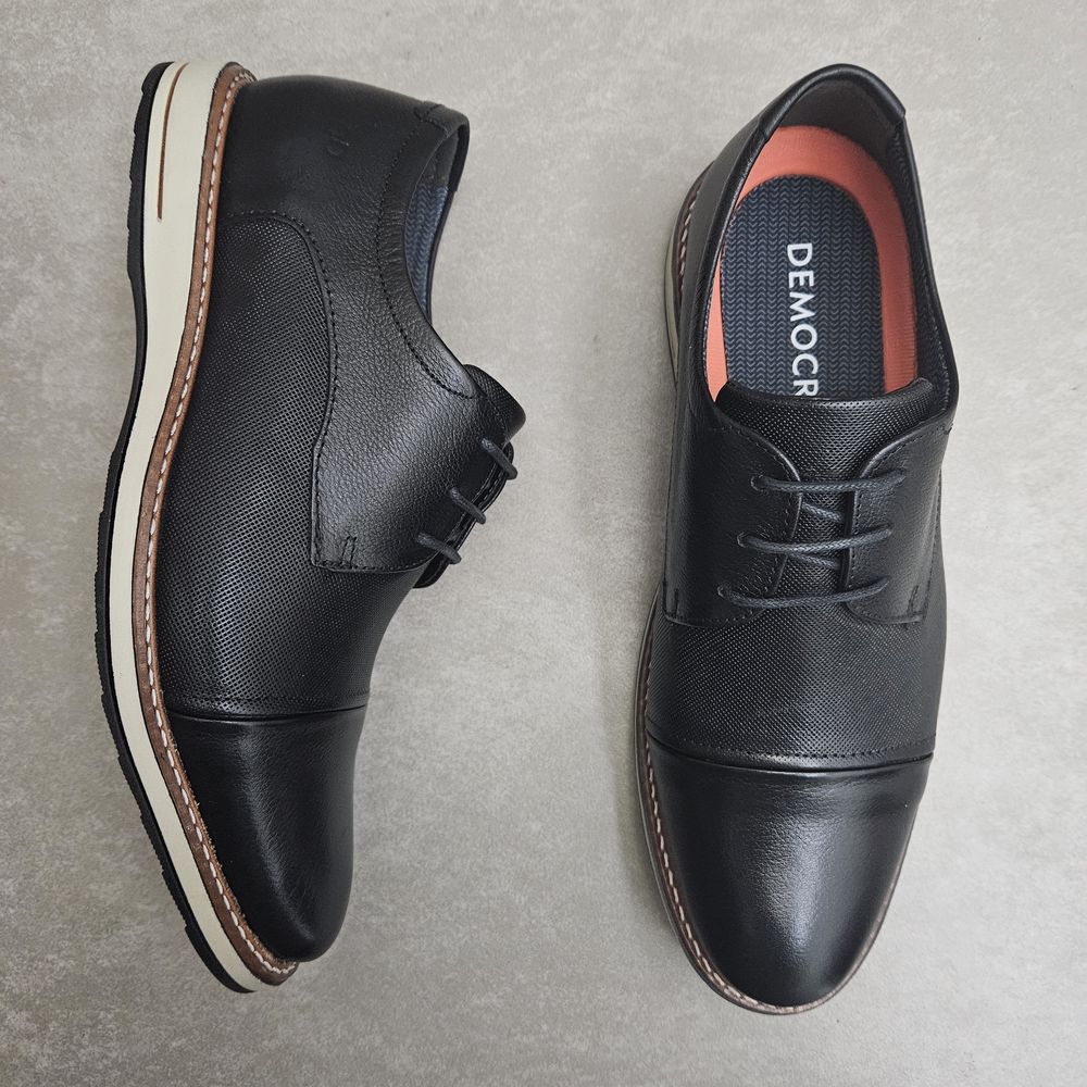 Sapato Masculino Democrata Metropolitan Oliver Cadarço - Preto - Vanda ...